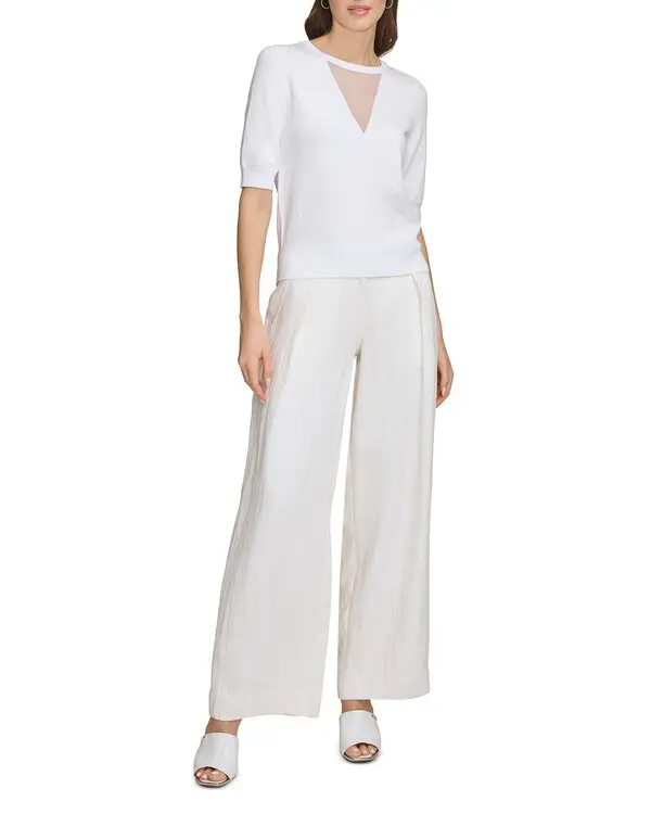 Dkny Crewneck Sweater With Mesh Trim