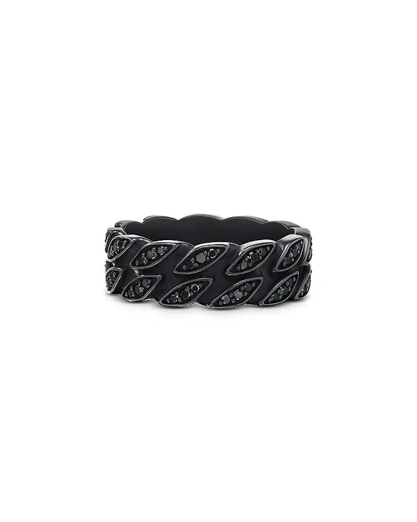 David Yurman Titanium Chain Link Ring With Diamonds - Black