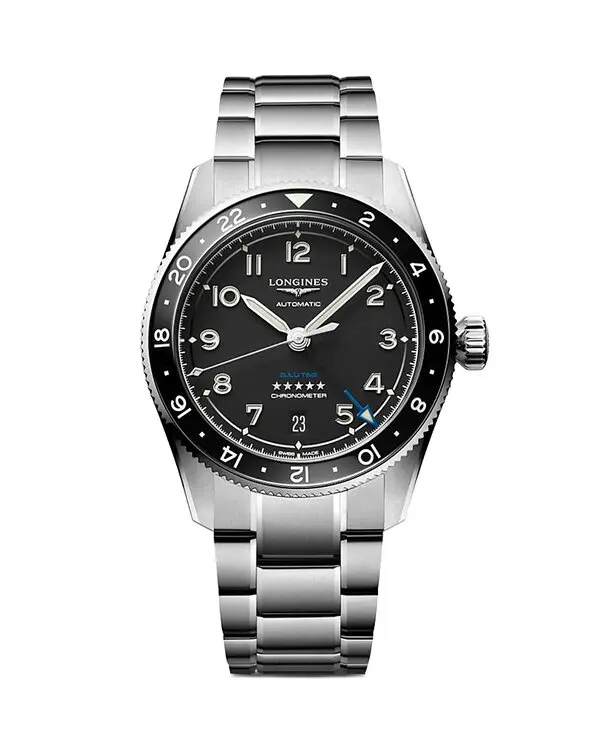 LONGINES Spirit Zulu Time 39mm Watch - Black/silver