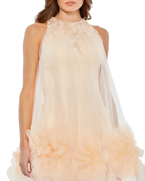 knee length dresses for ladies White High Neck Pleated A-Line Mini Dress main image 0