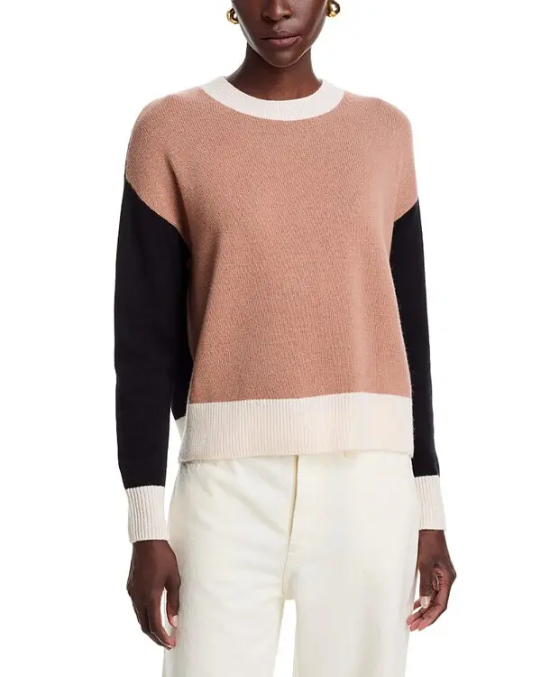 Bloomingdale'S Color Block Drop Shoulder Crewneck Sweater Exclusive - Camel Multi