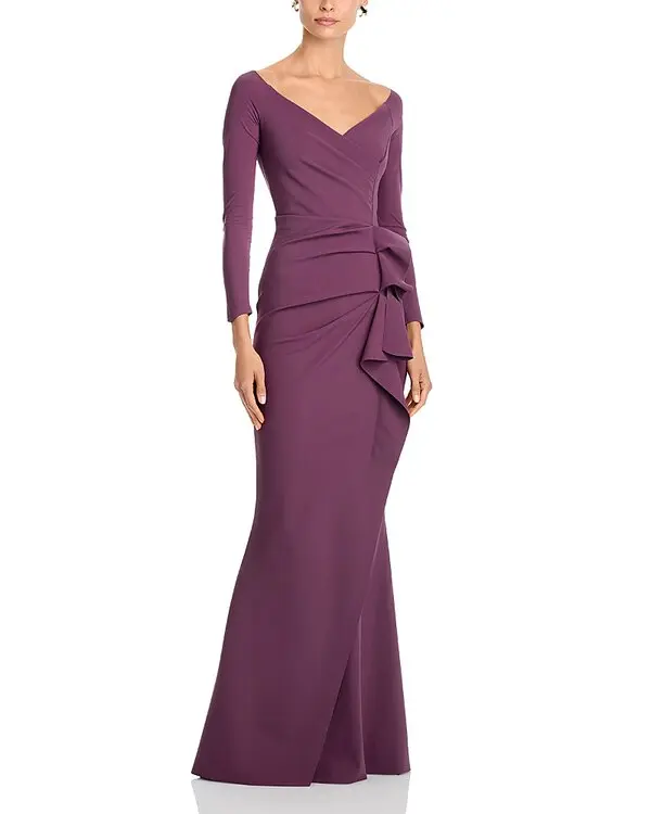Chiara Boni La Petite Robe Silveria Side Ruffle Gown