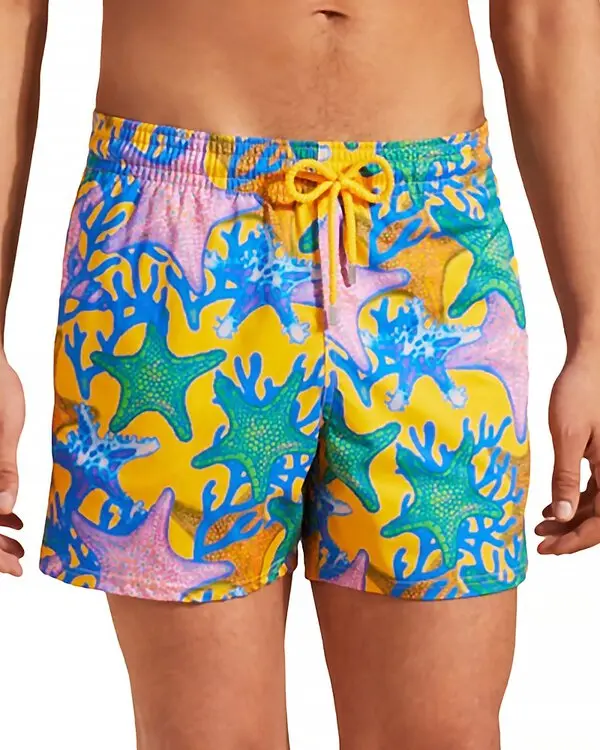 Vilebrequin Moorise Glowed Stars Print Swim Trunks - Maize