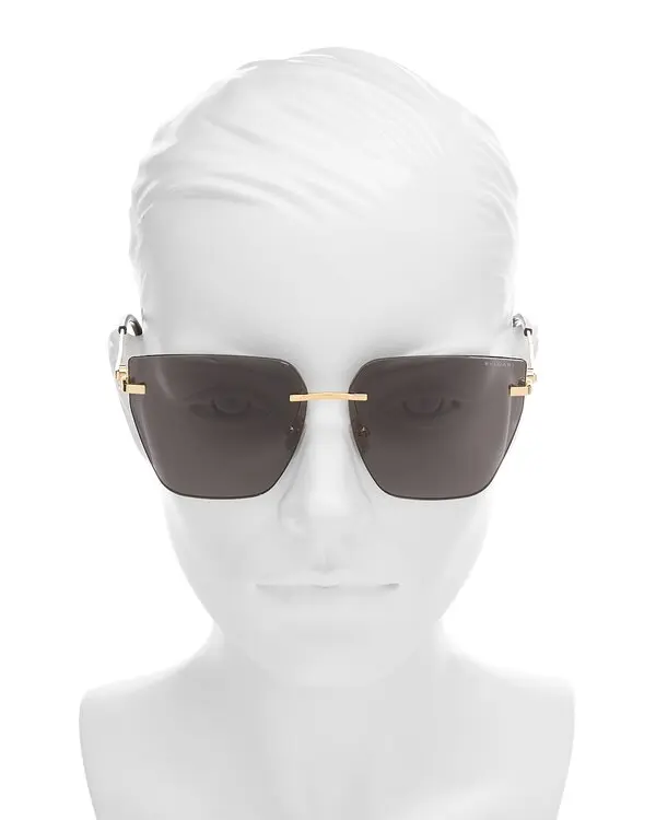 BVLGARI Square Sunglasses, 61mm - Gold/gray Solid