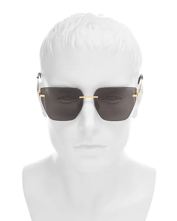 BVLGARI Square Sunglasses, 61mm - Gold/gray Solid