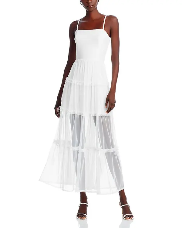 French Connection Whisper Tiered Ruffled Dress - Summer White