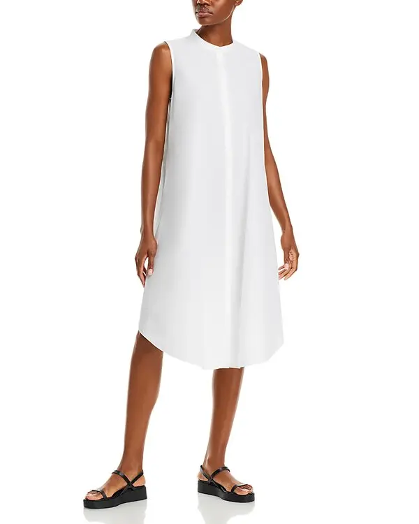 Eileen Fisher Mandarin Collar Dress - White