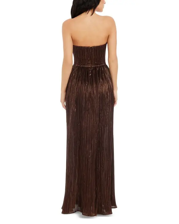 Dress The Population Audrina Plisse Maxi Gown - Mocha