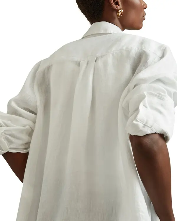 REISS Belle Linen Shirt - White
