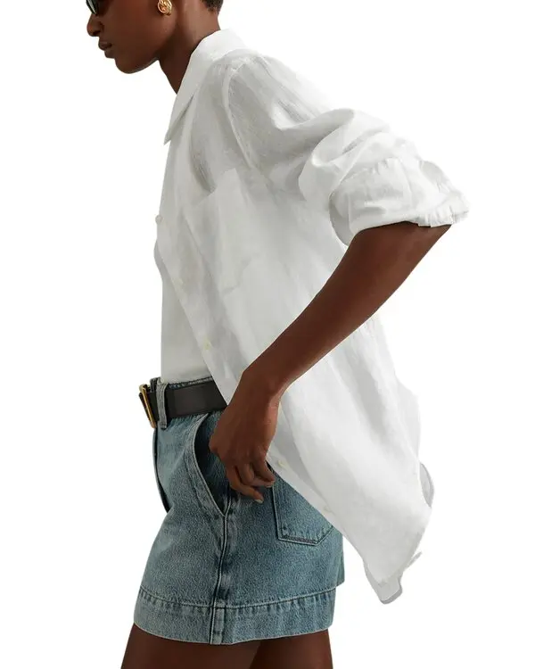 REISS Belle Linen Shirt - White