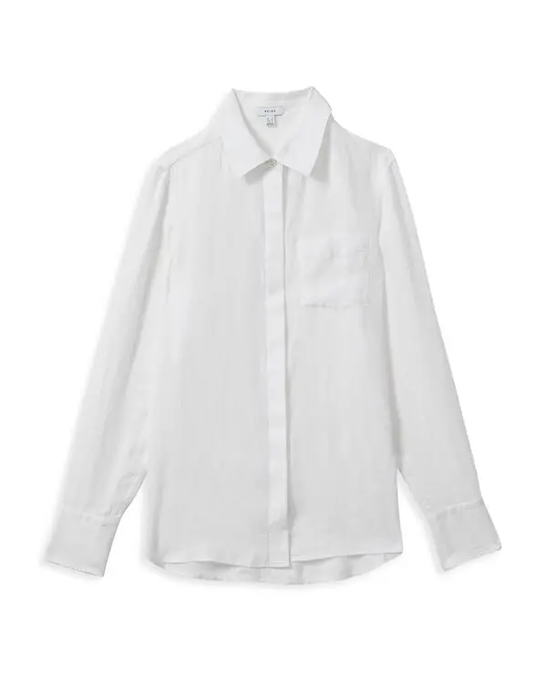REISS Belle Linen Shirt - White