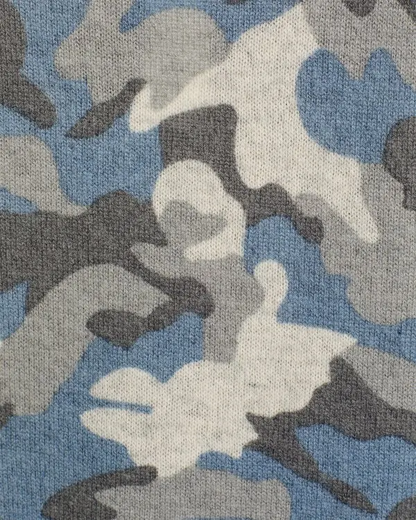 Aqua 100% Cashmere Camo Hoodie - Blue