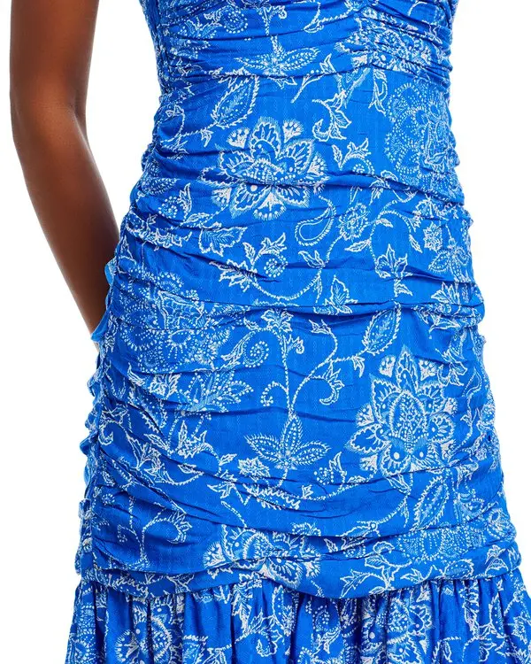 Aqua Ruched Halter Dress - Cobalt