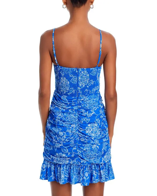 Aqua Ruched Halter Dress - Cobalt