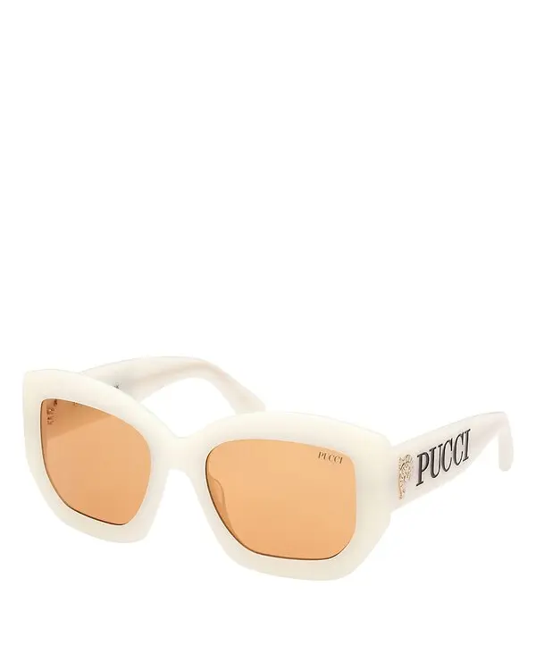 Emilio Pucci Geometric Sunglasses - Ivory/orange Solid