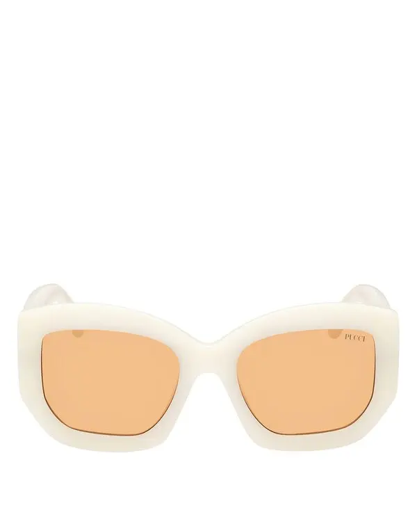Emilio Pucci Geometric Sunglasses - Ivory/orange Solid