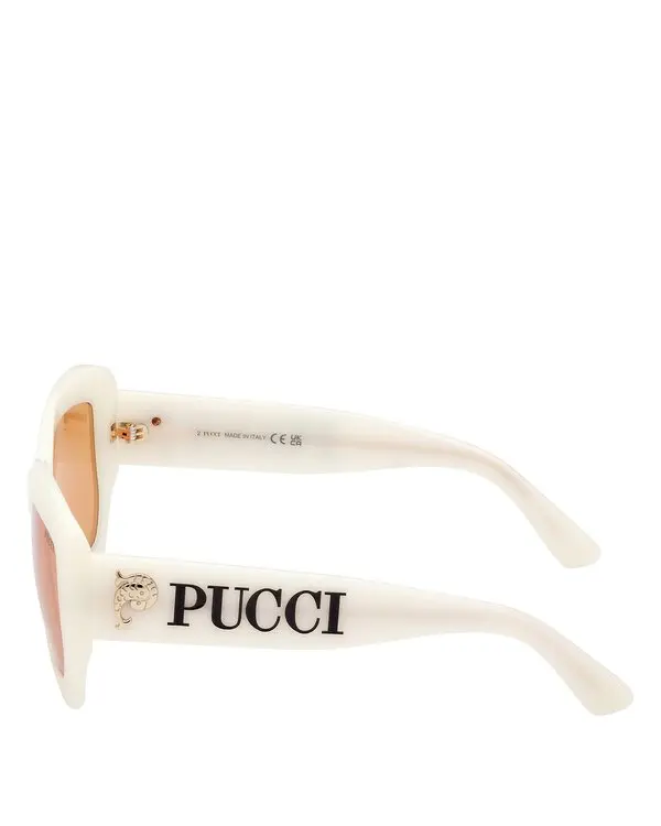 Emilio Pucci Geometric Sunglasses - Ivory/orange Solid