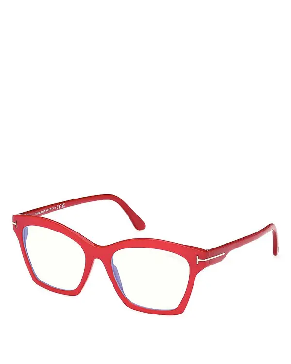 TOM FORD Square Blue Light Glasses, 53mm - Red