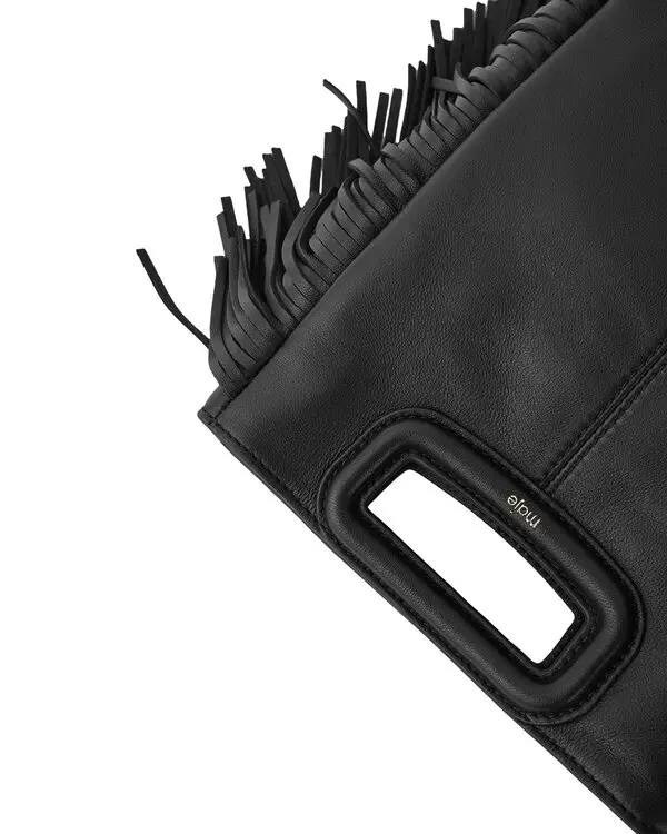 Maje M Fringe Leather Crossbody Bag - Black