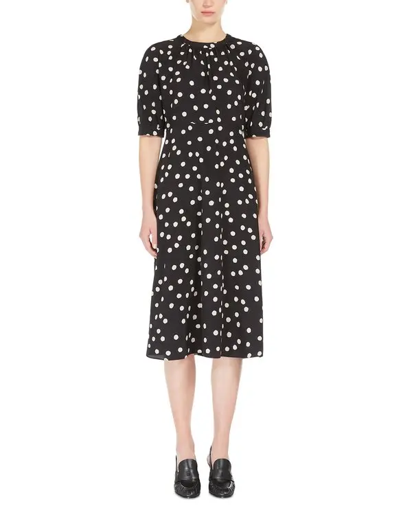 Max Mara Demetra Silk Polka Dot Dress In Black - 30% Off | Editorialist