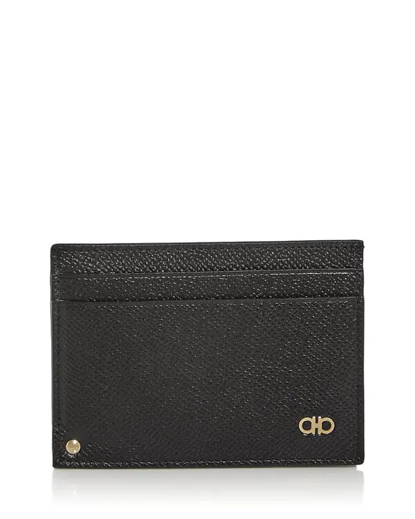 FERRAGAMO Gancini Revival Leather Id Window Card Case - Nero