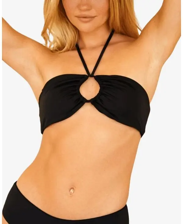 DIPPIN DAISY'S Amalfi String Tie Bandeau Bikini Top - Black