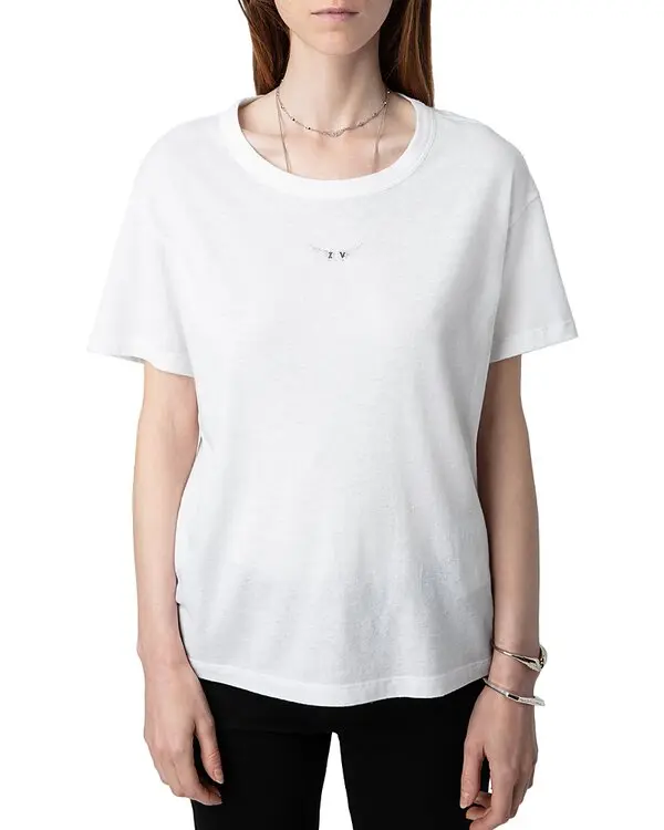 Zadig&Voltaire Mar Rhinestone Wings Tee - Blanc
