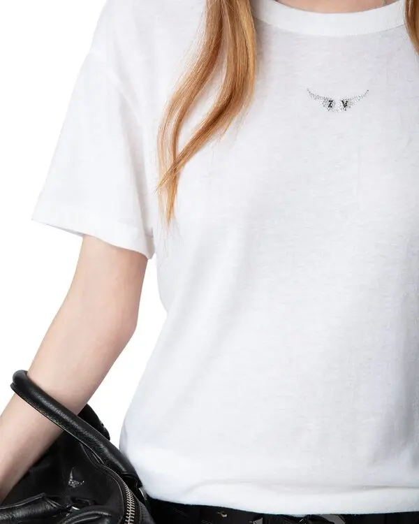 Zadig&Voltaire Mar Rhinestone Wings Tee - Blanc