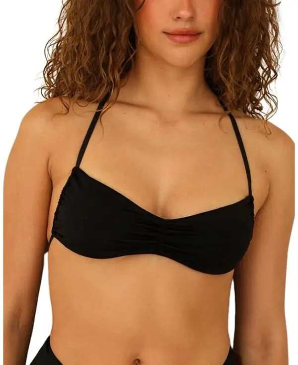 DIPPIN DAISY'S Christina Tie Straps Bandeau Bikini Top - Black