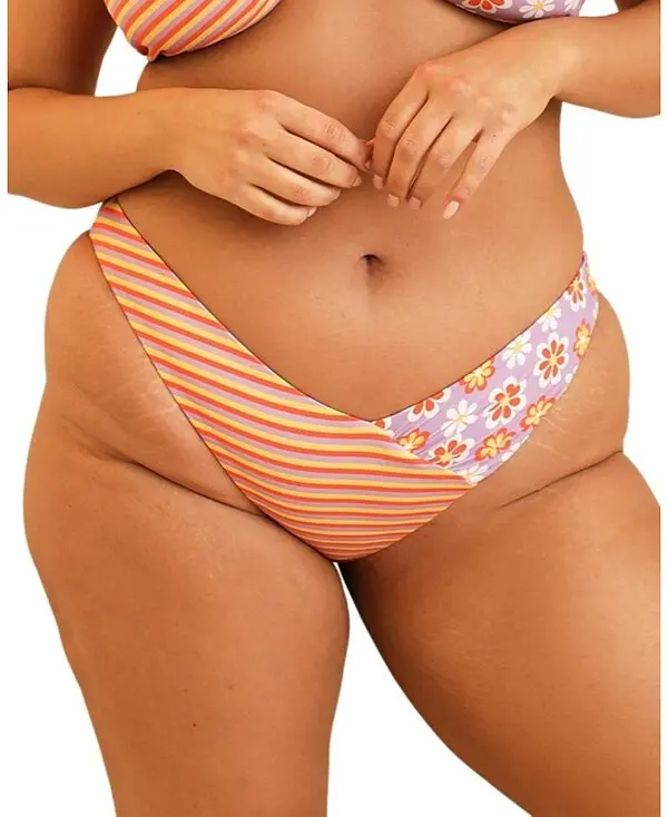 DIPPIN DAISY'S Asymmetrical V-cut Bikini Bottom - Strawberry Lemonade/razzle