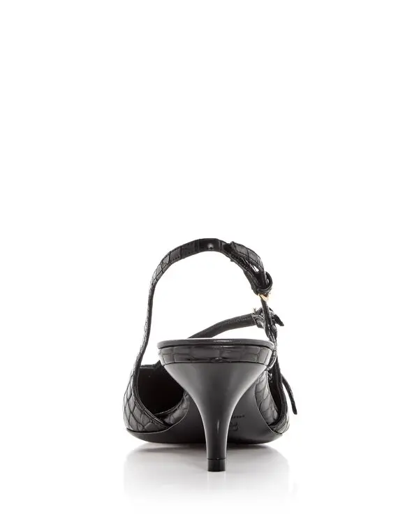 Miu Miu Croc Embossed Pointed Toe Pumps - Nero