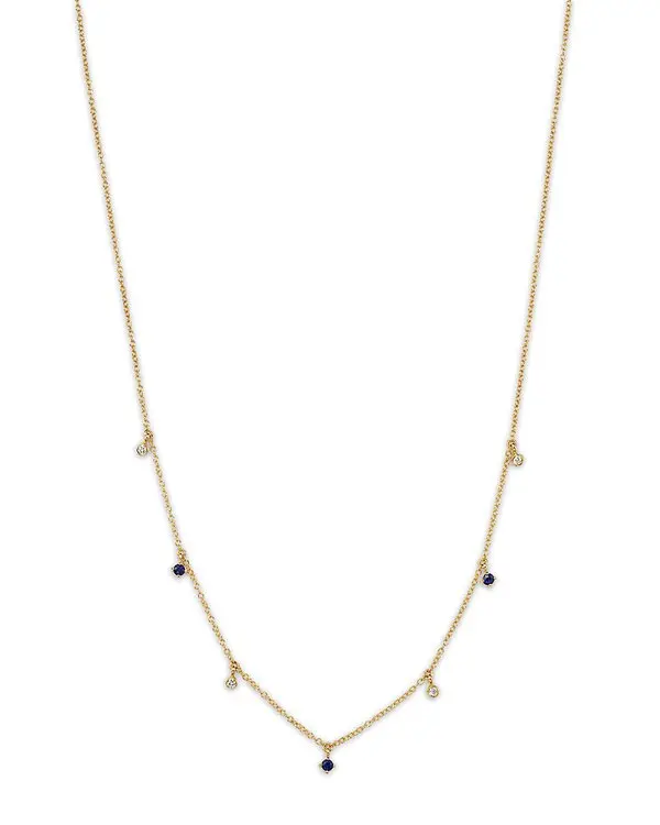 Zoe Chicco 14k Yellow Gold Sapphire And Diamond Necklace - Blue/gold