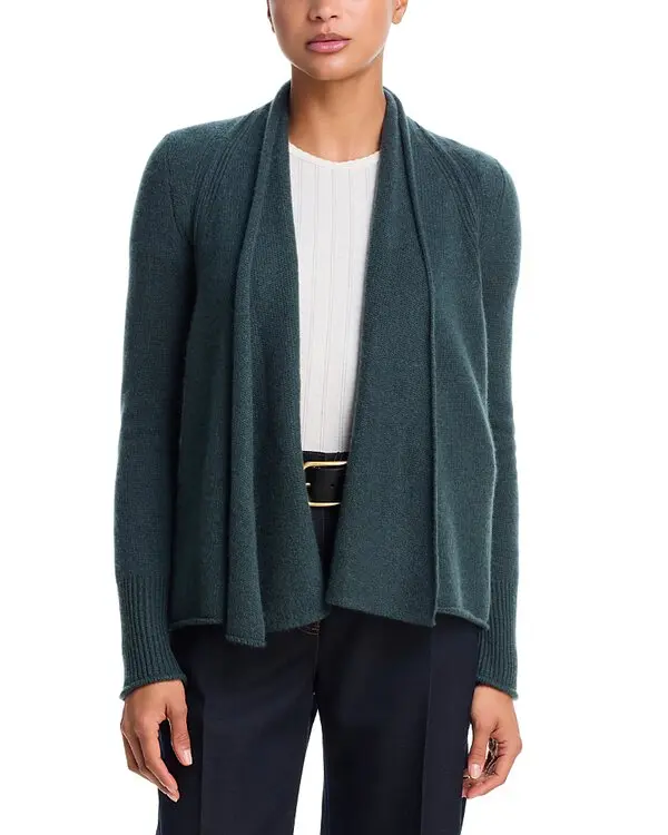 Aqua 100% Cashmere Drape Front Cardigan - Army