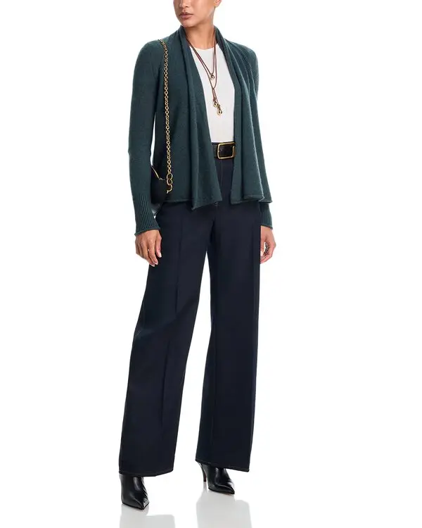 Aqua 100% Cashmere Drape Front Cardigan - Army