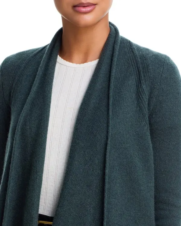 Aqua 100% Cashmere Drape Front Cardigan - Army