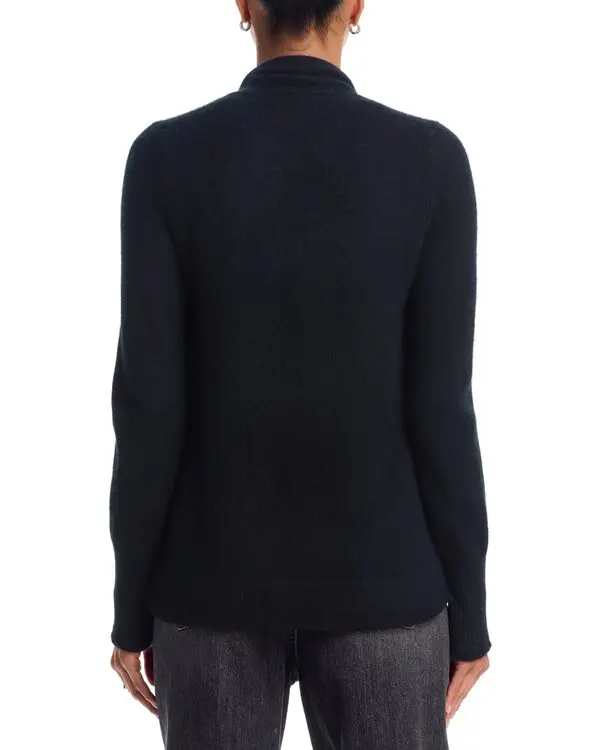 Aqua 100% Cashmere Drape Front Cardigan - Black