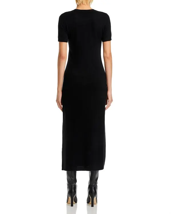 Aqua 100% Cashmere Midi Dress - Black