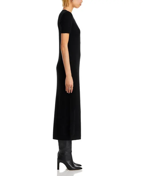 Aqua 100% Cashmere Midi Dress - Black
