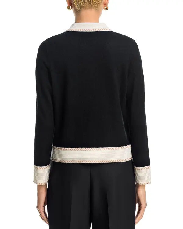 Bloomingdale'S Contrast Trim Cardigan Exclusive - Black