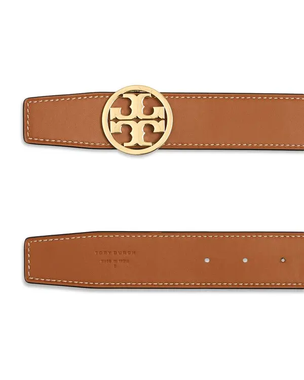 Tory Burch Miller Logo Reversible Leather Belt - Black/white