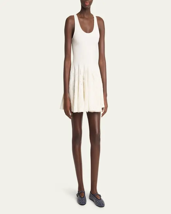 Alaïa Crystal-studded Suede Ballerina Flats