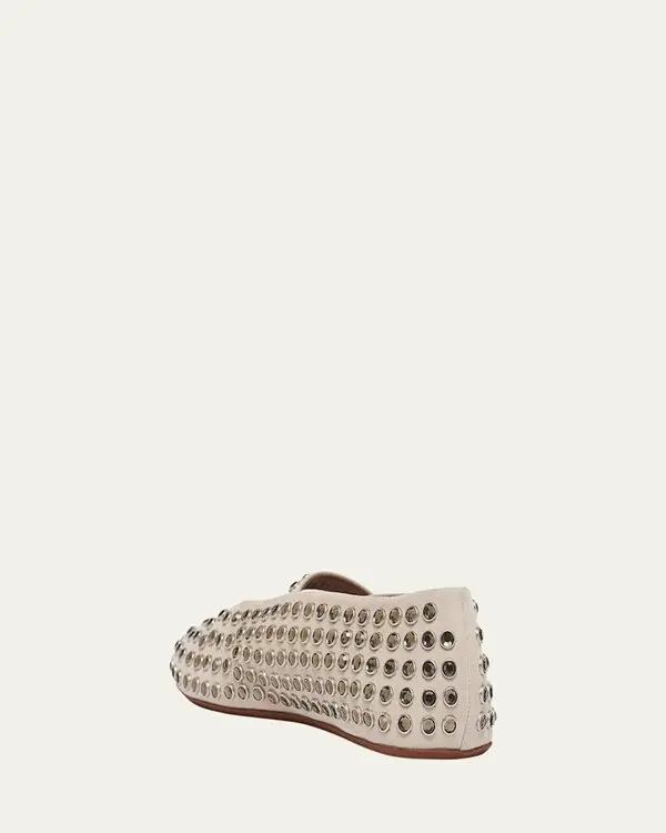 Alaïa Crystal-studded Suede Ballerina Flats