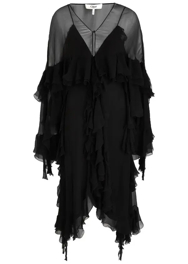 Chloé Layered Silk-chiffon Midi Dress
