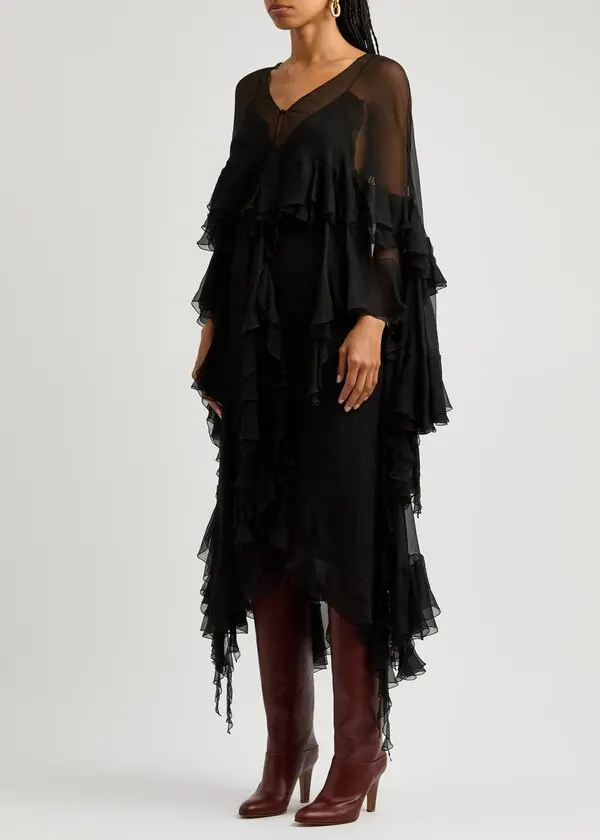 Chloé Layered Silk-chiffon Midi Dress