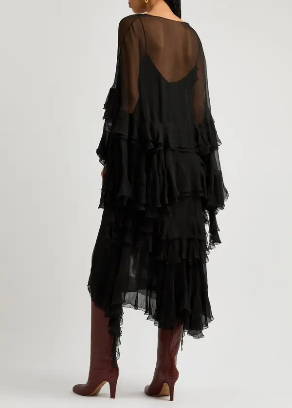 Chloé Layered Silk-chiffon Midi Dress
