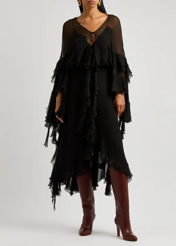 Chloé Layered Silk-chiffon Midi Dress
