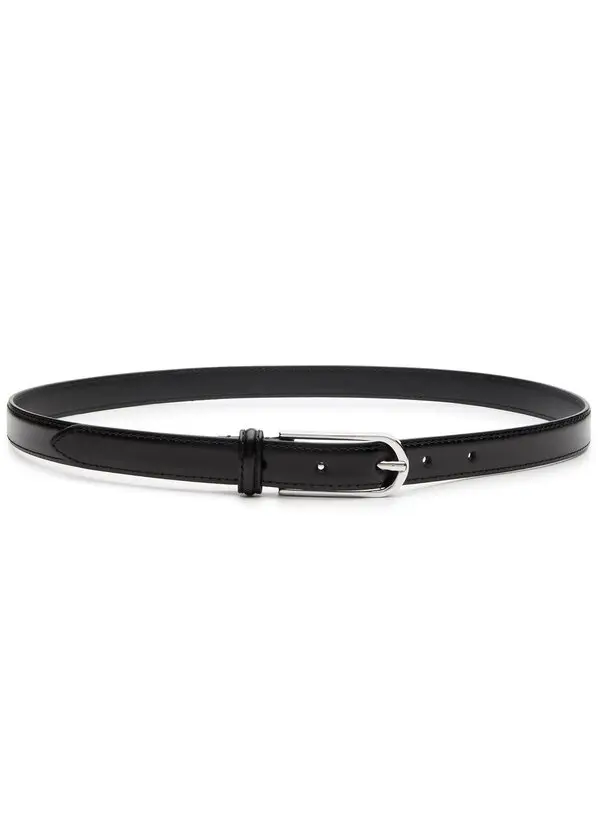 Anderson's Glossed Leather Belt - Black And Silver