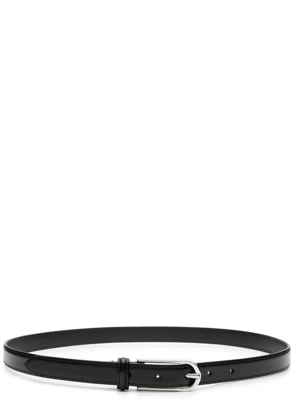 Anderson's Glossed Leather Belt - Black And Silver