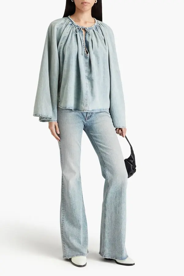 FRAME Faded Chambray Blouse - Light Denim