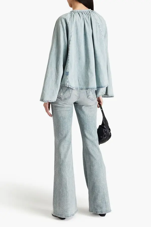 FRAME Faded Chambray Blouse - Light Denim